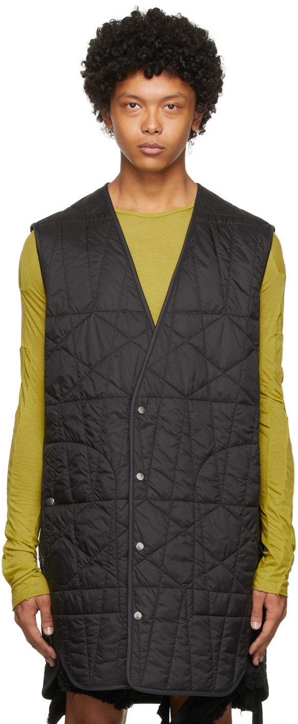 Rick Owens Brown Nylon Quilted Liner Vest In 09 Black - 73 Rick Owens Brown Nylon Quilted Liner Vest In 09 Black - 73